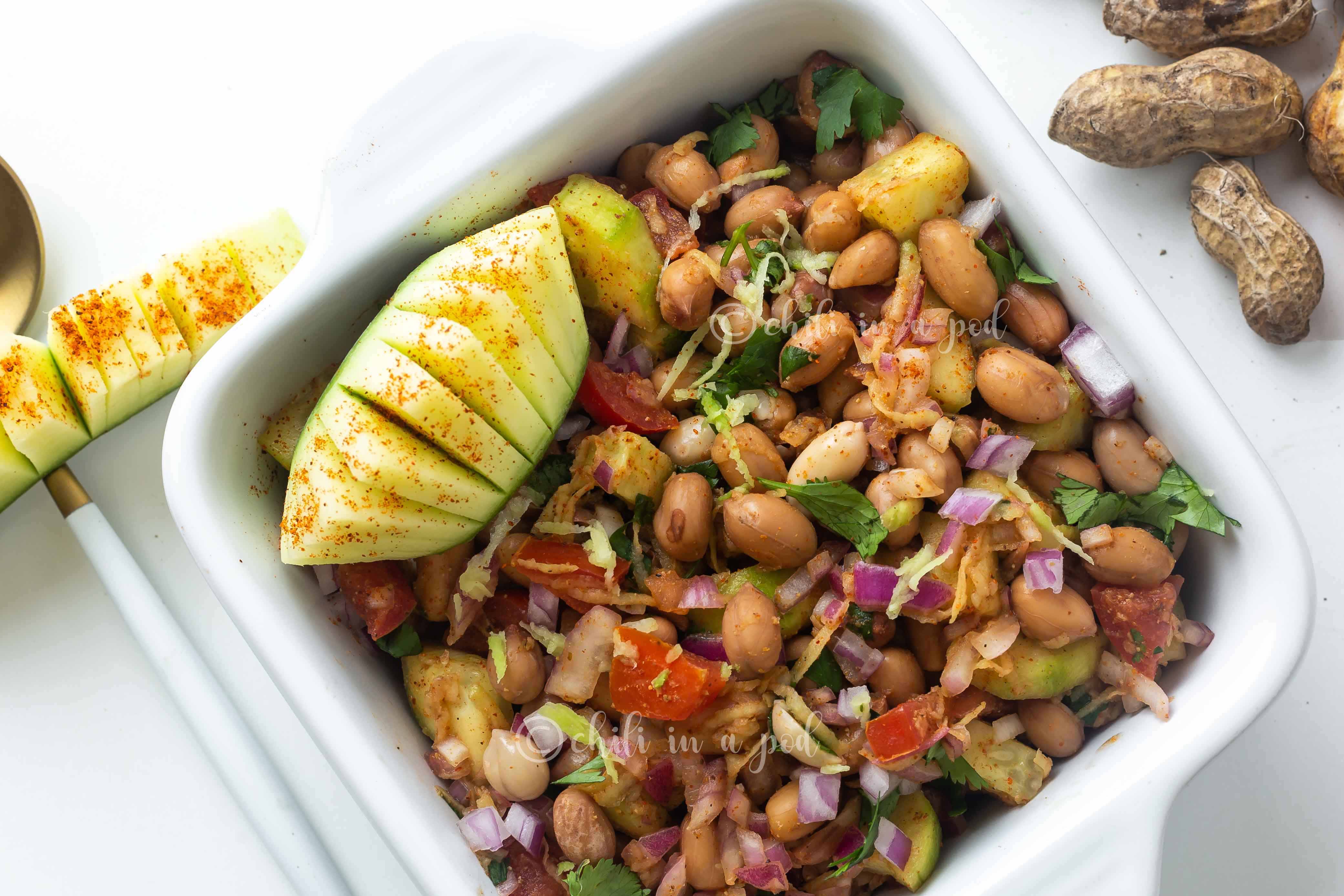 Peanut Salad | Peanut chat recipe - Chili in a pod